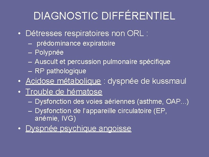 Dyspne larynge de lenfant items 193 198 ECN