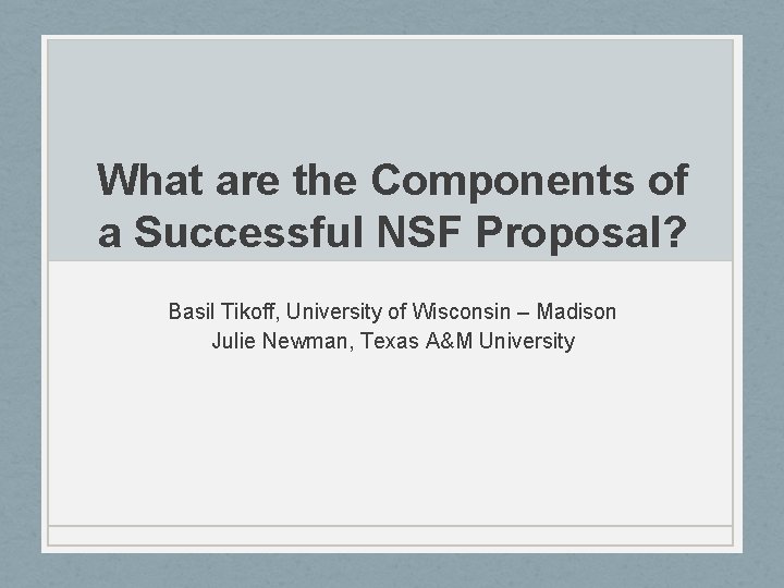 What are the Components of a Successful NSF
