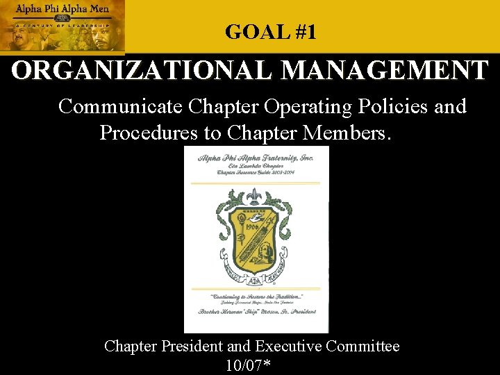 Alpha Phi Alpha Fraternity Inc Chapter Operations Plan