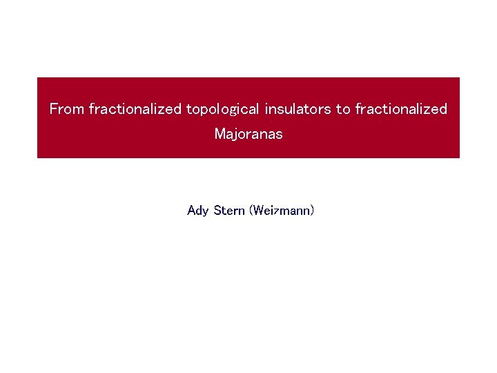 From fractionalized topological insulators to fractionalized Majoranas Ady