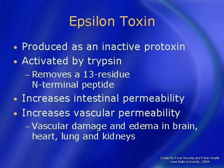 Epsilon Toxin of Clostridium perfringens B and D