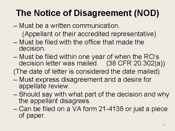 THE APPEAL PROCESS Barry Walter VFW Service Office
