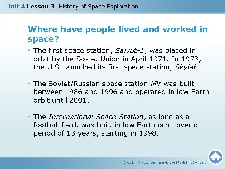 Unit 4 Lesson 3 History of Space Exploration
