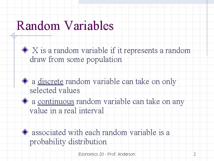 Review of Probability and Statistics i e things