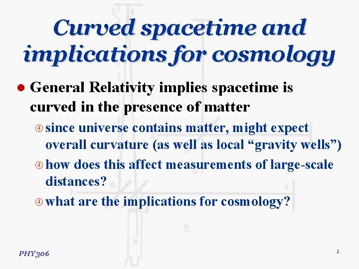 Curved spacetime and implications for cosmology l General