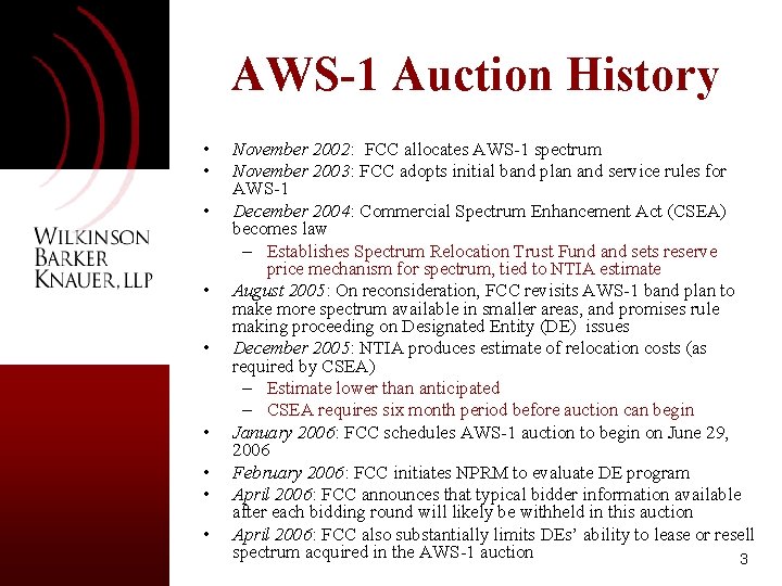 Upcoming FCC Spectrum Auctions Bryan N Tramont Wilkinson