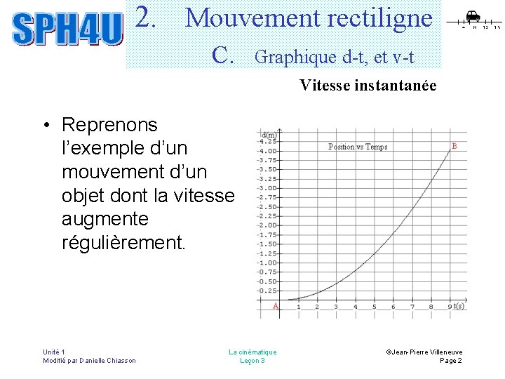 Unit 1 La cinmatique 2 Mouvement rectiligne B