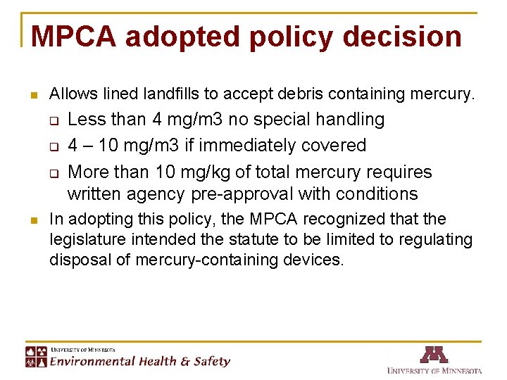 Managing Mercury Contamination During Demolition and Renovation Michael