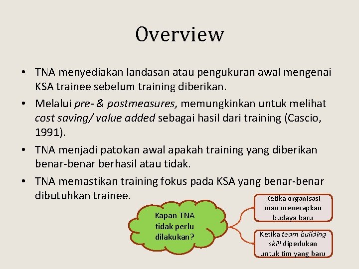 Training Needs Analysis TNA Training Cycle Siklus Training