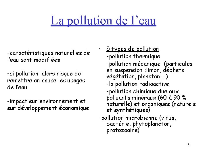 Pollution chimique organique et biologique 1 IIIPollution par