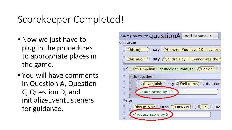 Building a Scorekeeper Alice 3 Tricks in Mini