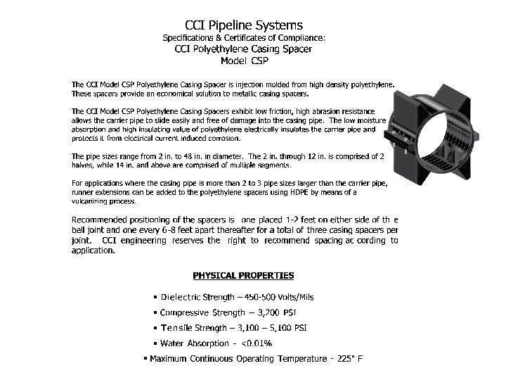 CCI PIPELINE SYSTEMS Casing Spacers End Seals Advantages