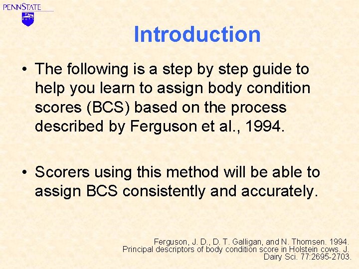 Learn to Score Body Condition Step by Step