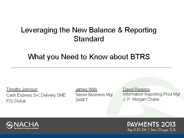 Leveraging the New Balance Reporting Standard What you