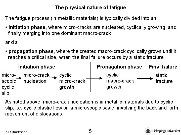 A brief introduction to the fatigue phenomenon last