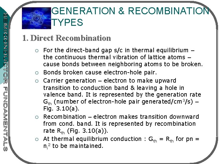 CHAPTER 3 CARRIER CONCENTRATION PHENOMENA Part I SUBTOPICS