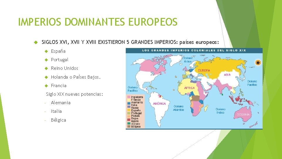 Expansin imperialista EUROPEA CONCEPTOS IMPERIALISMO Dominio basado en