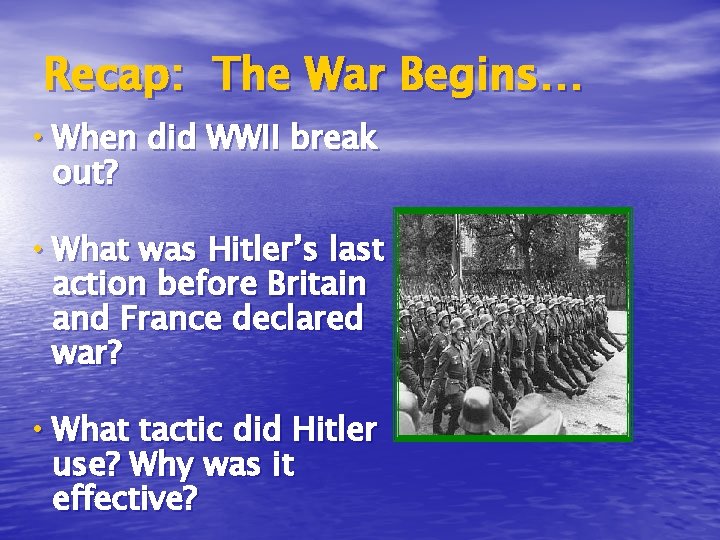 World War II Canadas Role Recap The War