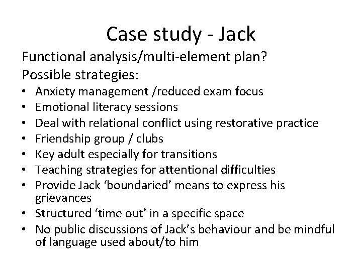 Promoting inclusion to prevent exclusion tackling disruptive behaviour