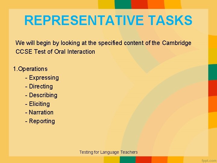 Testing Oral Ability TESTING FOR LANGUAGE TEACHERS by
