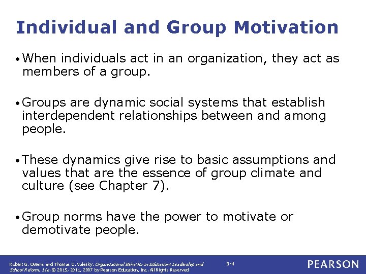 CHAPTER 5 Motivation Understanding Self and Others Organizational