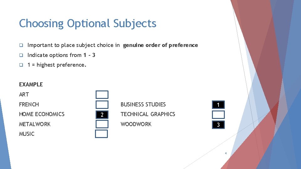 Subject Choice Guidelines First Year Students 1 Important