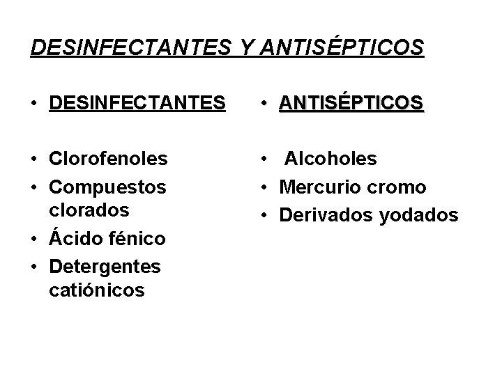 AGENTES ANTIMICROBIANOS LIMPIEZA DESINFECCIN ESTERILIZACIN DEL MATERIAL DE