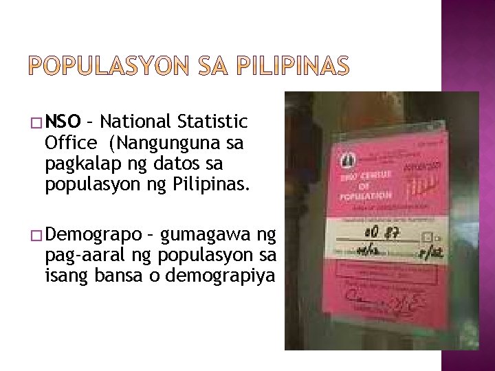 Populasyon ng Pilipinas Salik ng Demograpiya Balangkas ng