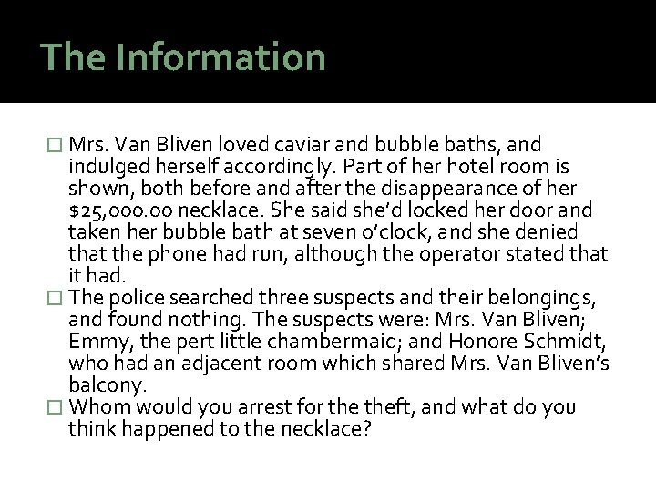 The Van Bliven Necklace How to Solve the