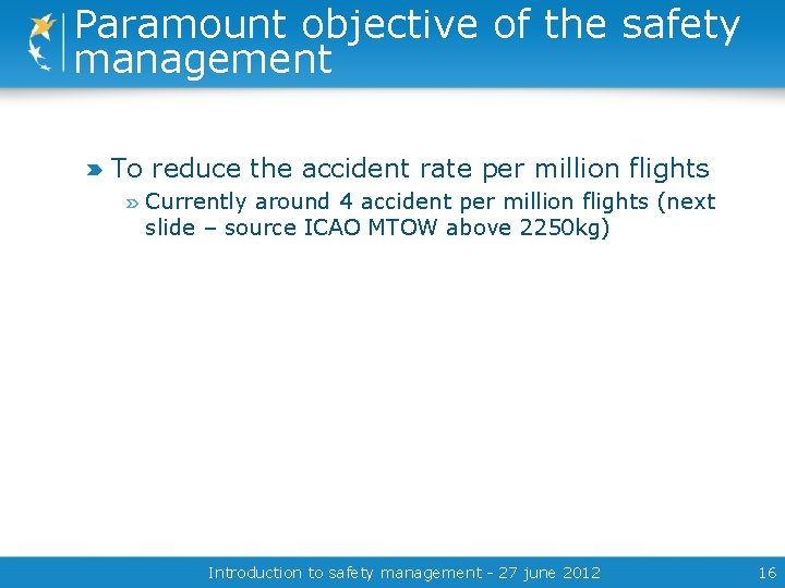 Introduction to the management of safety New ICAO