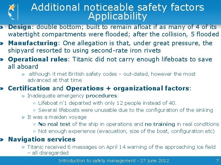 Introduction to the management of safety New ICAO