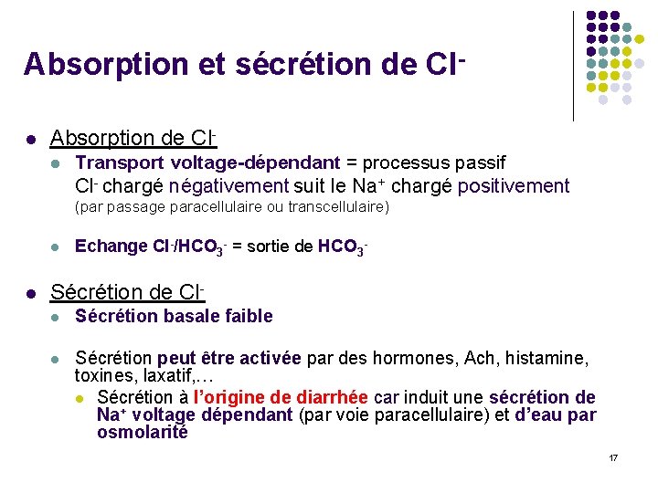 Mouvements deau et dlectrolytes dans le tube digestif