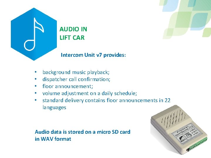 Competitive advantages of Lift unit v 7 Lift