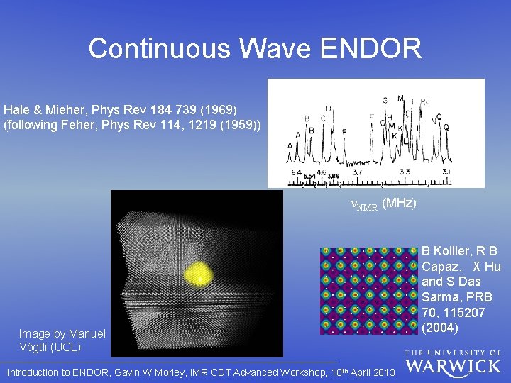 Electron nuclear double resonance ENDOR Gavin W Morley