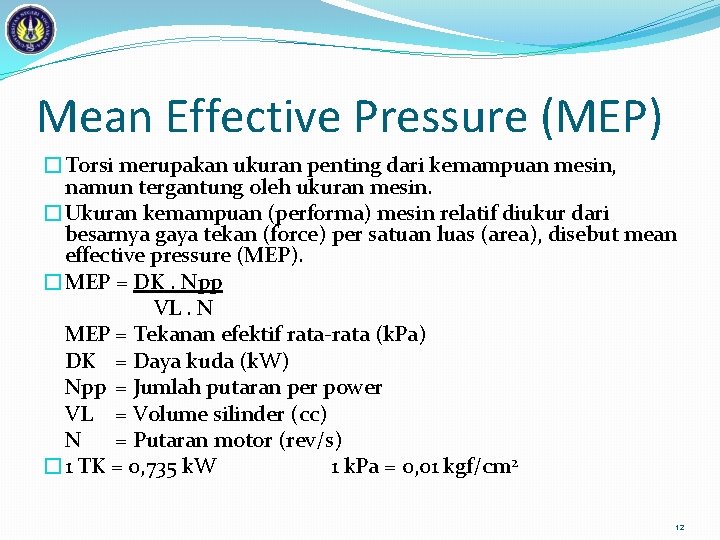OTOMOTIF DASAR 2 sks TEORI Mean Effective Pressure