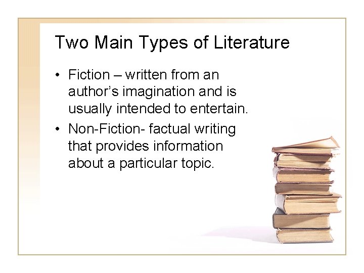 Literary Genres Introduction Unit Mrs Kercher 6 th