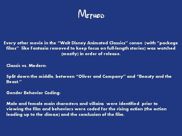 Representations of Gender in Disney Animated Features Over