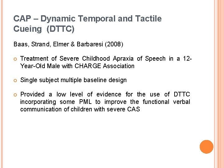 TREATMENT APPROACHES CHILDHOOD APRAXIA OF SPEECH CAS NSW