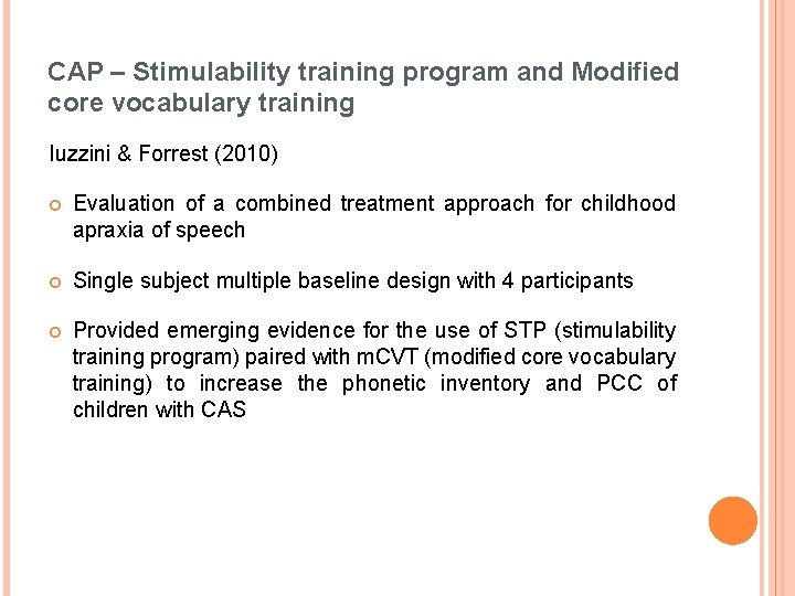 TREATMENT APPROACHES CHILDHOOD APRAXIA OF SPEECH CAS NSW