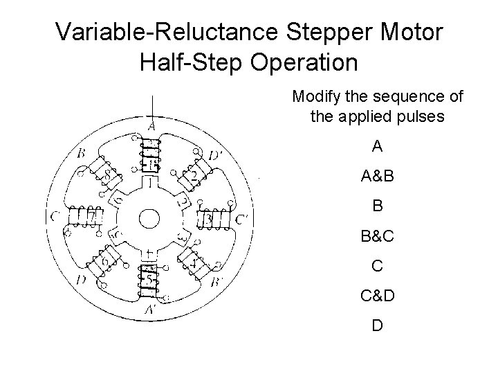 VariableReluctance Stepper Motor HalfStep Operation Modify the sequence