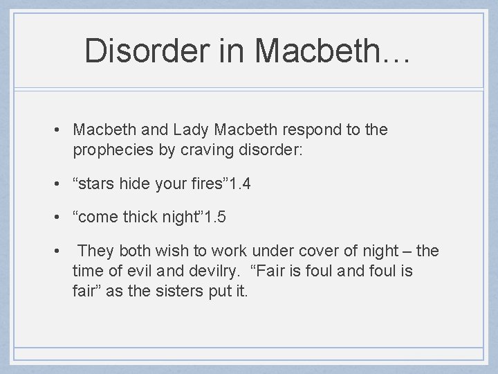 Macbeth and the Great Chain of Being First