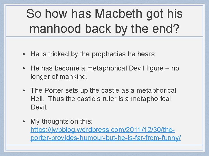 Macbeth and the Great Chain of Being First