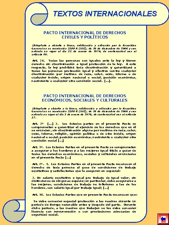 TEXTOS INTERNACIONALES Y NORMATIVA EUROPEA TEXTOS INTERNACIONALES Carta