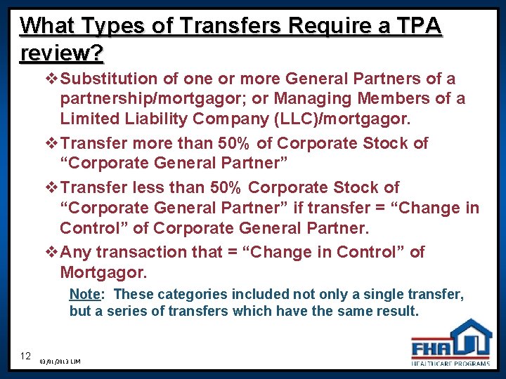 TPA Transfer of Physical Assets Full Modified Transfer