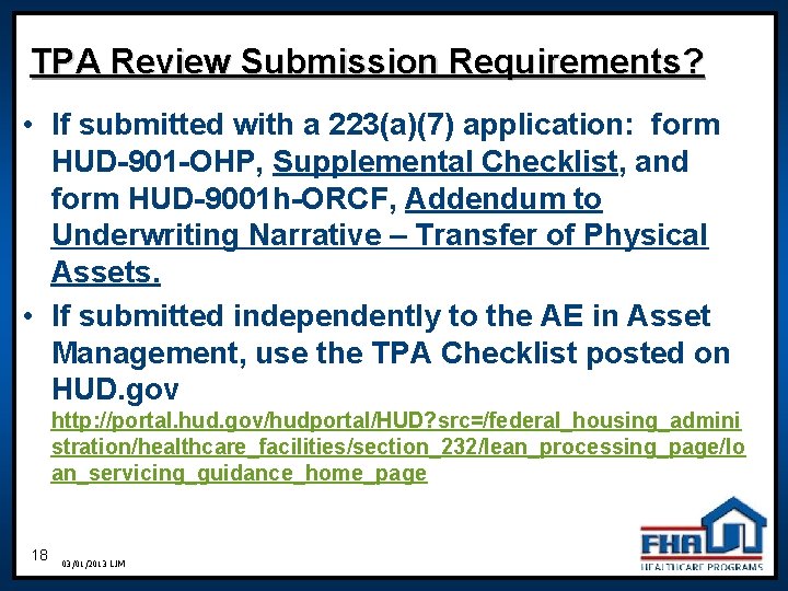 TPA Transfer of Physical Assets Full Modified Transfer