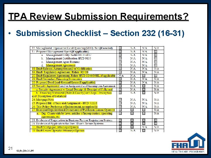 TPA Transfer of Physical Assets Full Modified Transfer