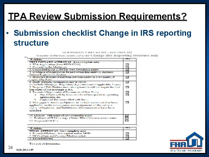 TPA Transfer of Physical Assets Full Modified Transfer