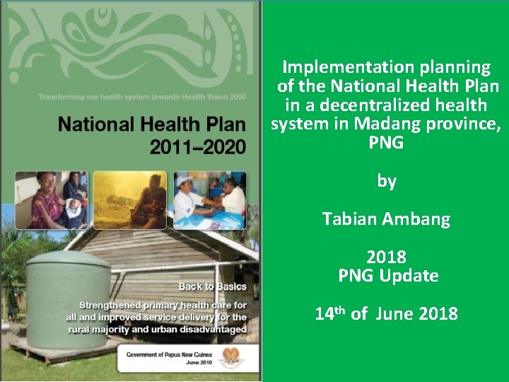 Implementation planning of the National Health Plan in