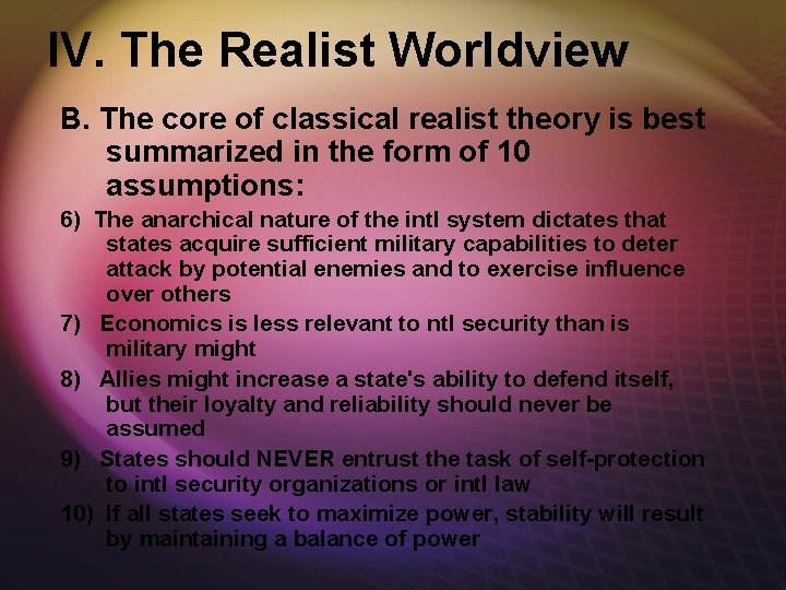 Understanding IR Theories I Liberalism and Realism I