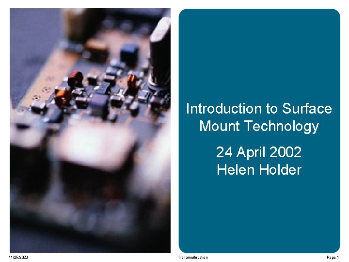 Introduction to Surface Mount Technology 24 April 2002